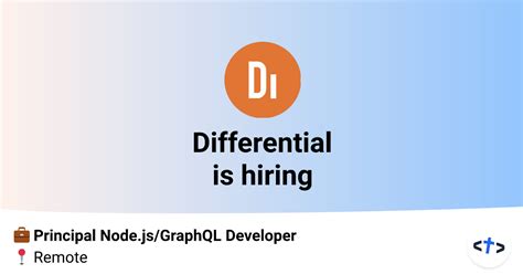 Principal Nodejsgraphql Developer At Differential Christian Tech Jobs