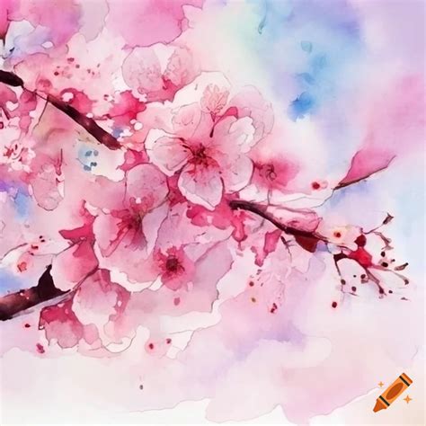 Japanese Watercolor Cherry Blossoms