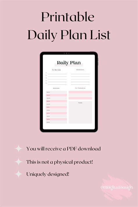 Printable Daily Planner PDF Task List To Do List Planner Etsy