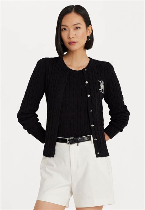 Lauren Ralph Lauren Gassed Cotton Cardigan Gilet Blacknoir