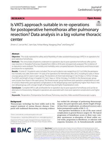 Pdf Is Vats Approach Suitable In Re Operations For Postoperative