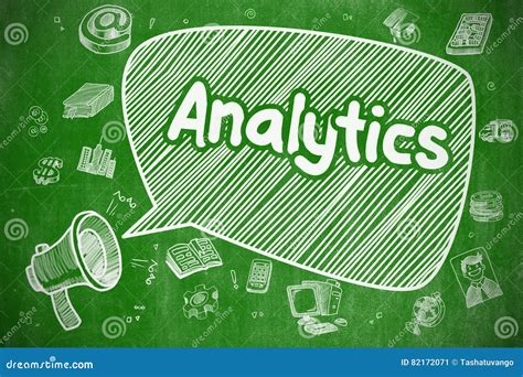Analytics Doodle Illustration On Green Chalkboard Stock Illustration