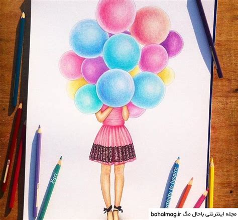 عکس نقاشی فانتزی دخترانه اسان با مداد رنگی ️ بهترین تصاویر