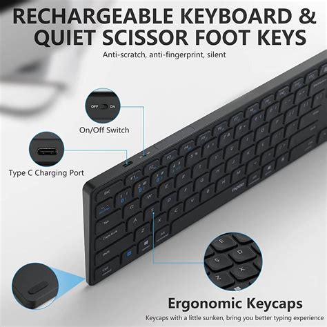 Rapoo 9550m Wireless Keyboard And Mouse Combo Multi Device Bluetooth 3 0 5 0 2 4g Easy Connect