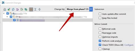 Idea Svn Commit Dialog What Does It Mean Change List Select Stack Overflow