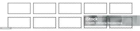 Rectangle And Square Wavy Frames Scalloped Edges Zigzag Borders Flat Vector Illustration
