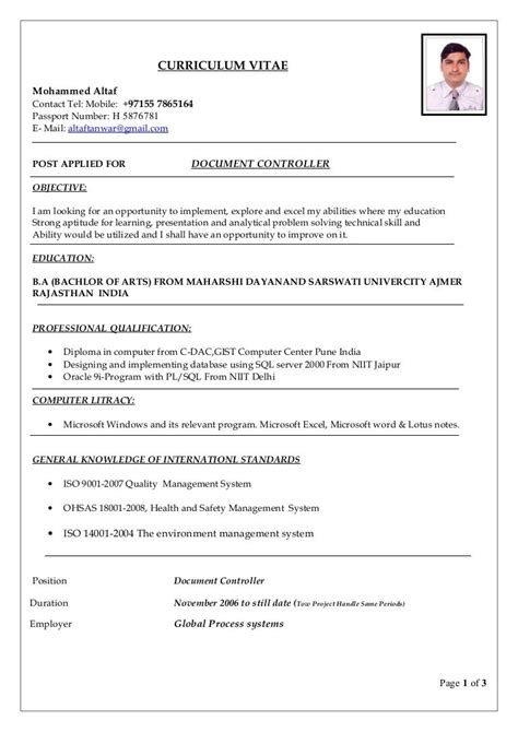 cv for document controller document controller resume samples