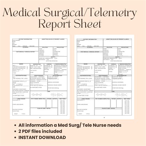 Nursing Report Sheet Med Surg Telemetry Nurse Report Sheet For