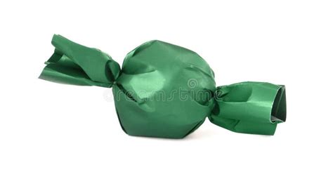 Delicious Candy In Dark Green Wrapper Isolated On White Stock Image Image Of T Small