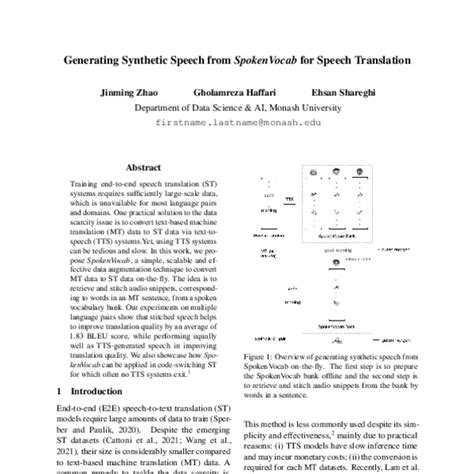 Generating Synthetic Speech From Spokenvocab For Speech Translation Acl Anthology