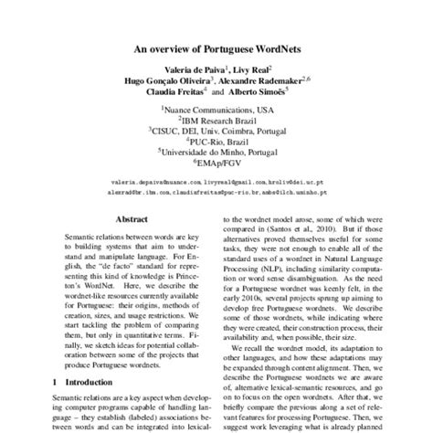 An Overview Of Portuguese Wordnets Acl Anthology