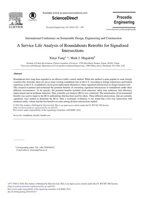 pdf a service life analysis of roundabouts retrofits for signalized