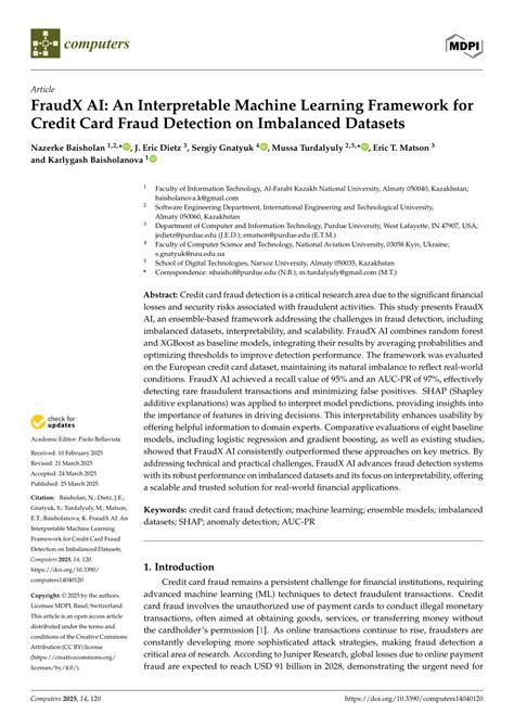 Pdf Fraudx Ai An Interpretable Machine Learning Framework For Credit Card Fraud Detection On