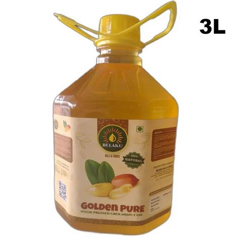 Golden Pure Wood Pressed Groundnut Oil 3L At 300 Litre Wood Pressed