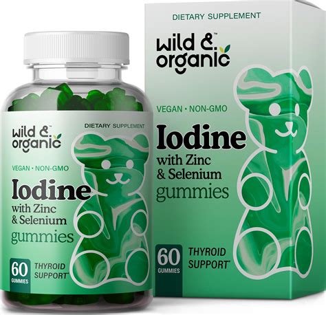 Organic Iodine Gummies With Zinc And Selenium For Thyroid Support Apple Flavored 60 Gummy