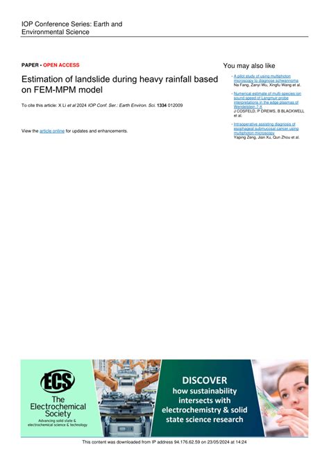 Pdf Estimation Of Landslide During Heavy Rainfall Based On Fem Mpm Model