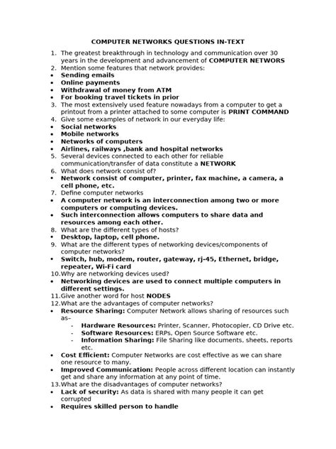 Computer Networks Questions Pdf Computer Network World Wide Web