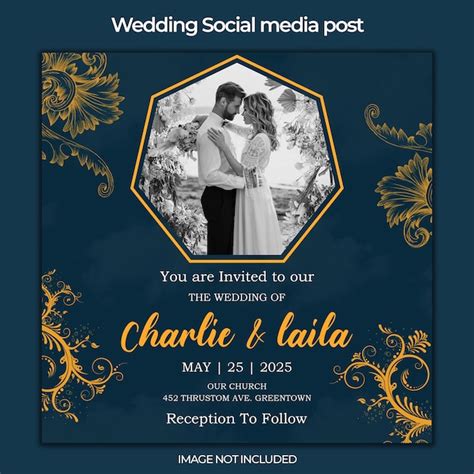 Premium Psd Instagram Posts For Floral Wedding With Leaves And Couple