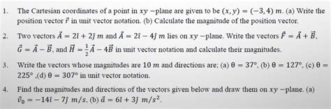 Solved 1 2 The Cartesian Coordinates Of A Point In Xy