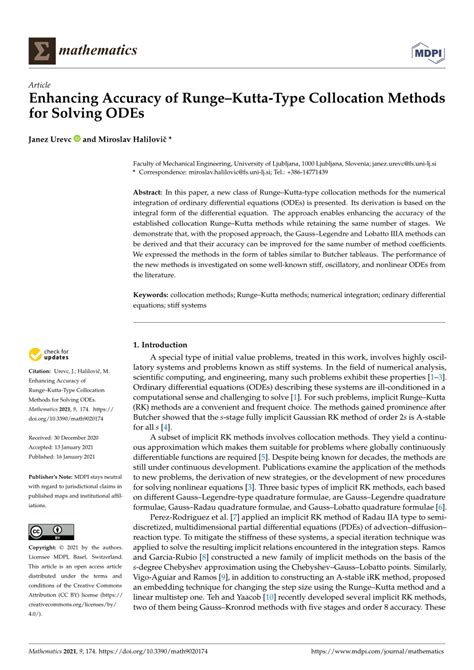 Pdf Enhancing Accuracy Of Rungekutta Type Collocation Methods For