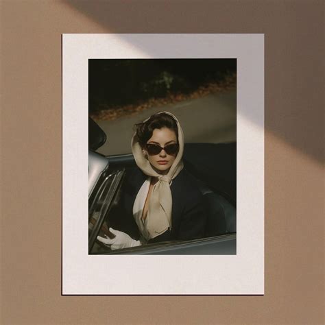 Retro Woman In Vintage Car Old Money Aesthetic Classic Fashion Art