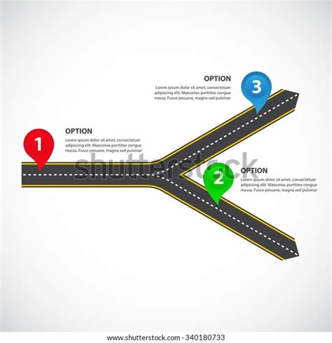 1 2 Horizontal Diverging Roads Arrows Stock Vector Royalty Free 340180733
