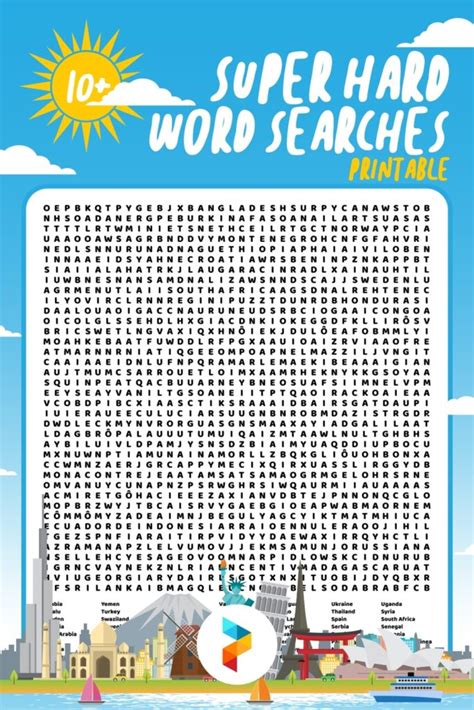 Super Hard Word Search Printable A Challenging And Fun Activity For