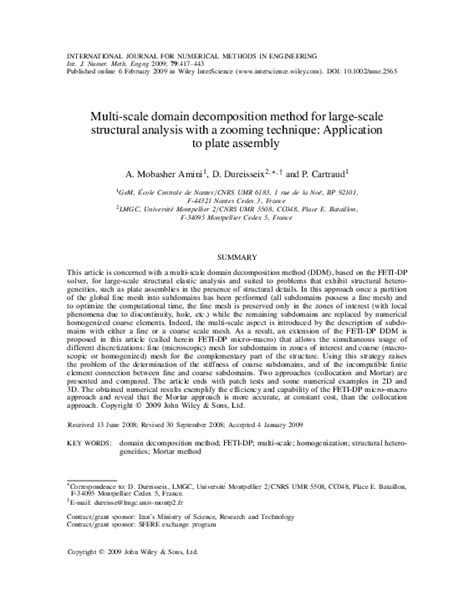 Pdf Multi Scale Domain Decomposition Method For Large Structural Analysis