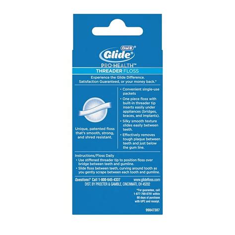 Glide Threader Floss Count Single Use Packets Pack Of Dental Floss For Easy Cleaning