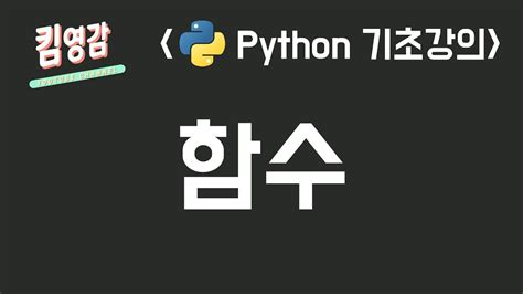함수 Python 기초강의 YouTube