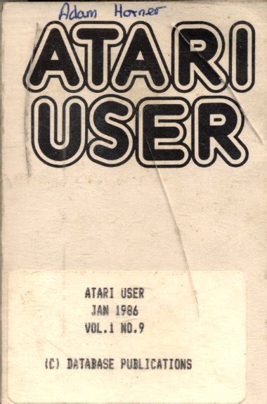 Atari User Jan 1986 Cassette Software Computing History