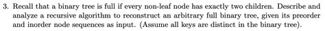 Solved 3 Recall That A Binary Tree Is Full If Every