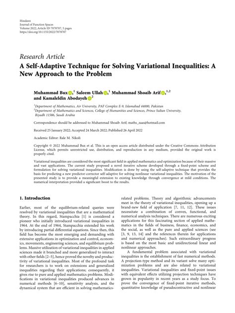 pdf a self adaptive technique for solving variational inequalities a