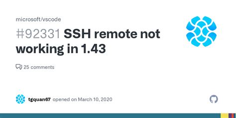 Ssh Remote Not Working In 143 · Issue 92331 · Microsoftvscode · Github