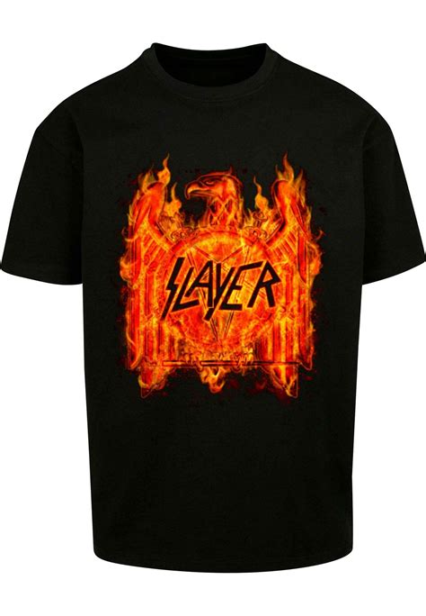 Merchcode Slayer Flaming Eagle Heavy Print T Shirt Black Band T