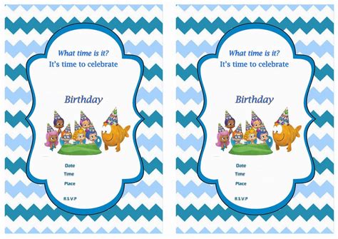 Bubble Guppies Blank Invitations