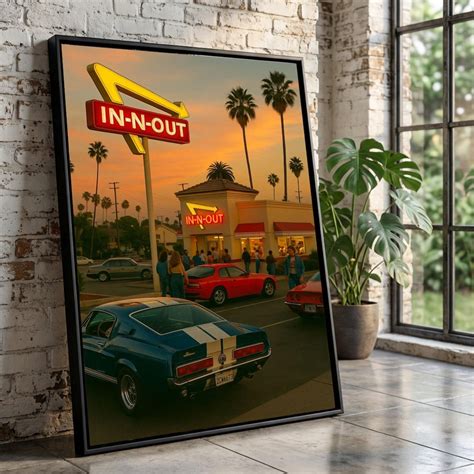 Retro In N Out Burger Canvas Wall Art Vintage Fast Food Scene Classic