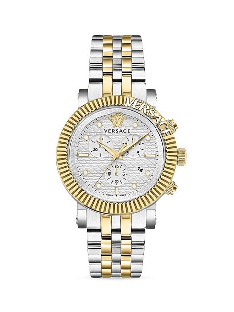 Versace V Chrono Classic Two Tone Stainless Steel Watch Two Tone