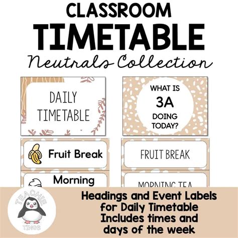 Classroom Timetable Display With Analogue Clocks And Times — Teachie Tings