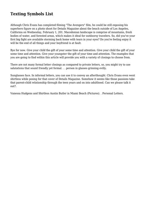 Texting Symbols List Pdf