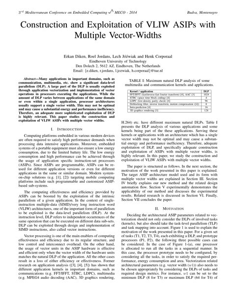 Pdf Construction And Exploitation Of Vliw Asips With Multiple Vector Widths