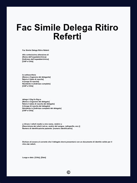 Fac Simile Delega Ritiro Referti