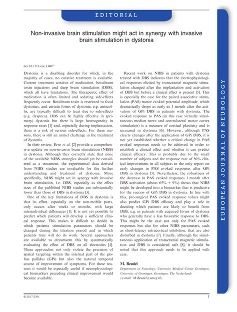 Pdf Non Invasive Brain Stimulation Might Act In Synergy With Invasive