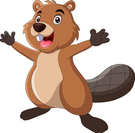 Pose De Castor Divertido De Dibujos Animados Agitando 12805542 Vector