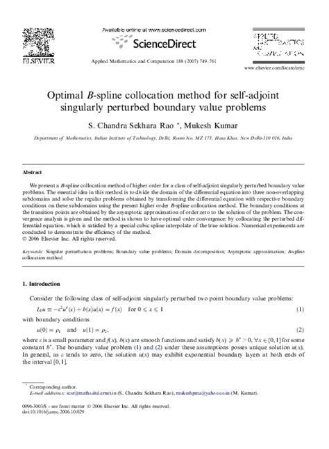 Pdf Optimal B Spline Collocation Method For Self Adjoint Singularly