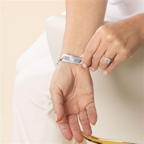 Multi Crystal And Silver Ella Medical Alert Tennis Bracelet