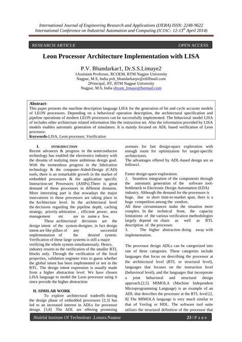 pdf leon processor architecture implementation with