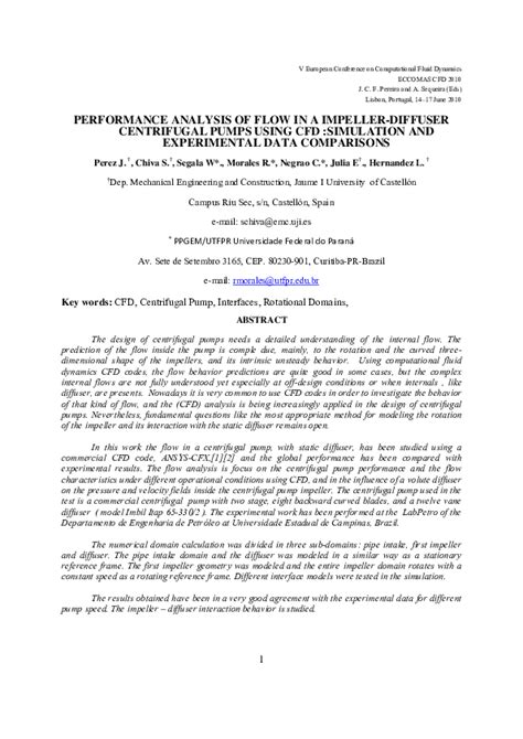 Pdf Performance Analysis Of Flow In A Impeller Diffuser Centrifugal