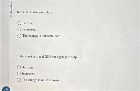 solved in the short run price levelincreases decreases the