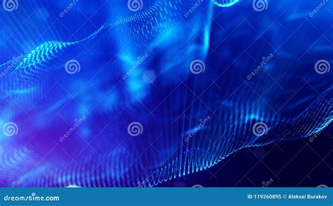 3d Rendering Science Fiction Background Of Glowing Particles With Depth Of Field And Bokeh